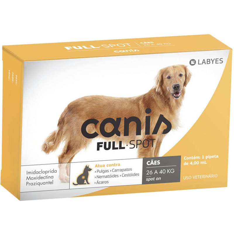 Antiparasitário Labyes Canis Full Spot para Cães de 26 Kg até 40 Kg ...