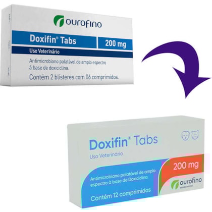 Doxifin Tabs 200mg Antibiótico cartela com 12 comprimidos | Amaro's Bichos Pet Shop