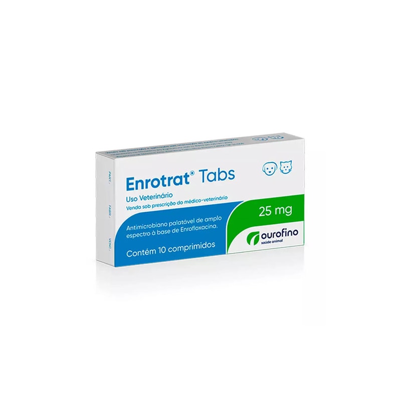 Enrotrat Tabs 25mg Antimicrobiano com 10 comprimidos | Amaro's Bichos ...